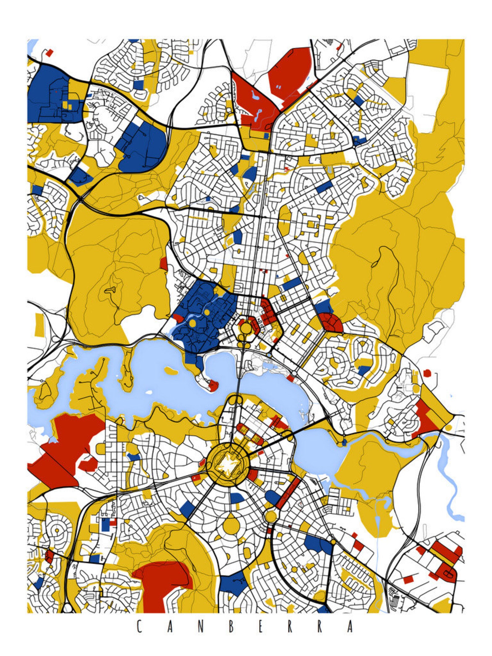 Canberra Map Art / Canberra, Australia Wall Art / Print / Poster ...