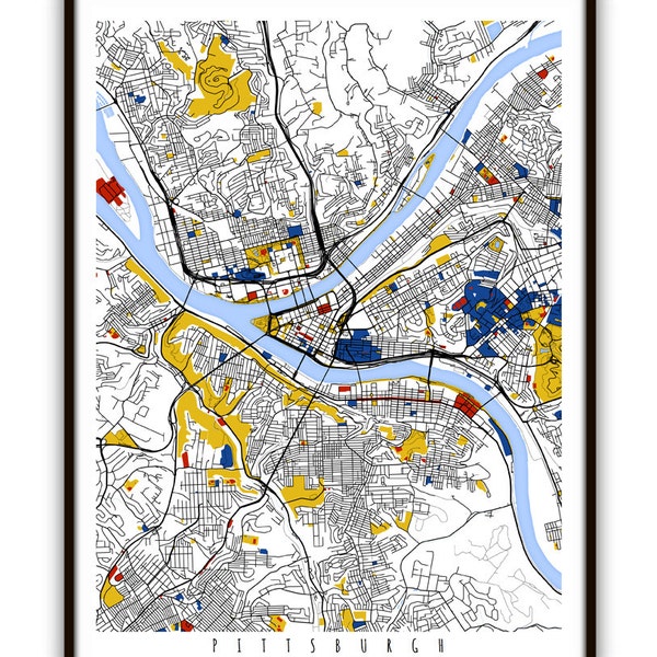 Pittsburgh Map - Etsy