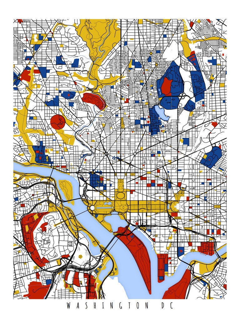Washington DC Map Art / Washington DC, USA Wall Art / Print / Poster ...