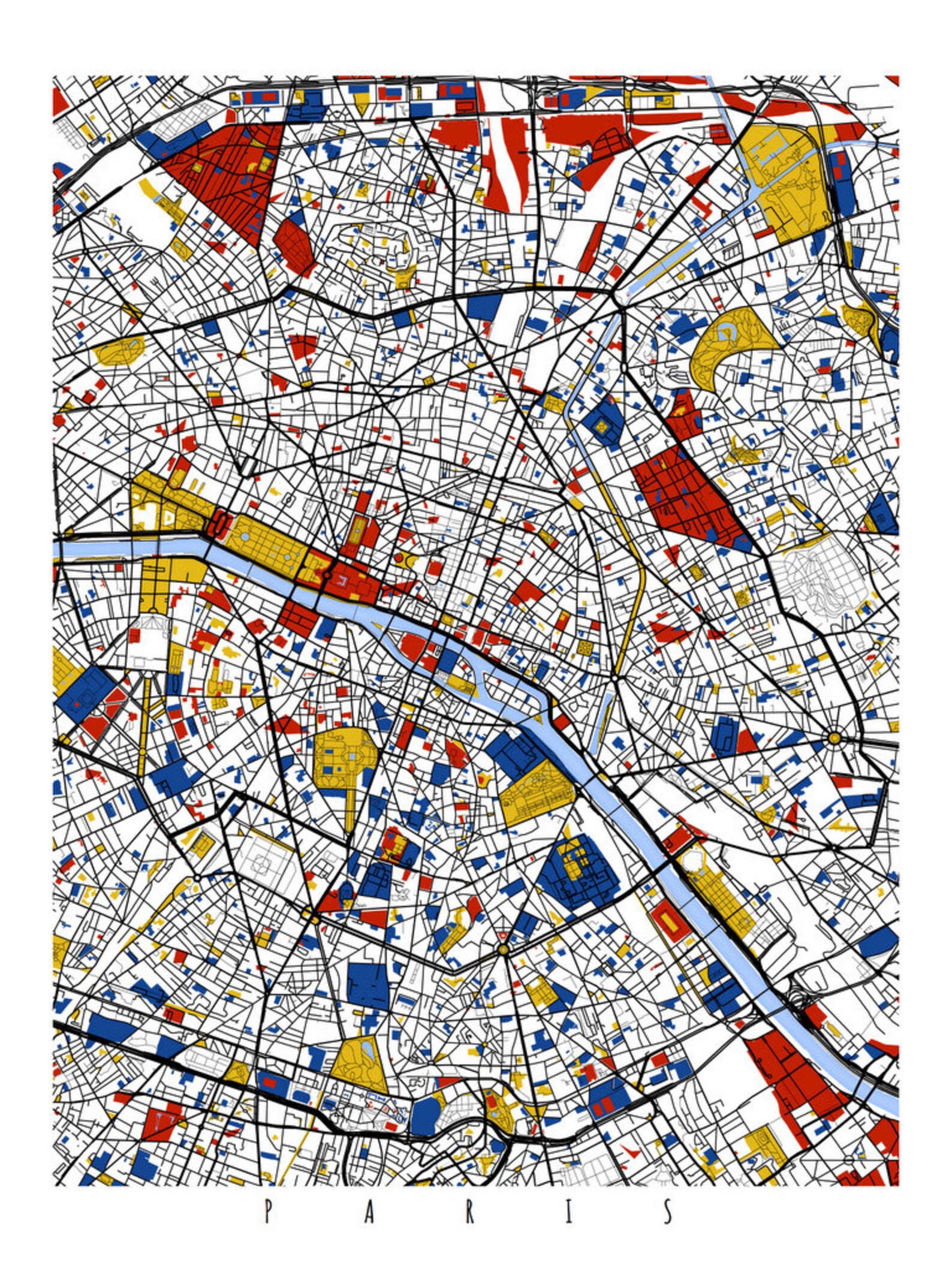 Paris Map Art / Paris, France Wall Art / Print / Poster / Modern Home ...