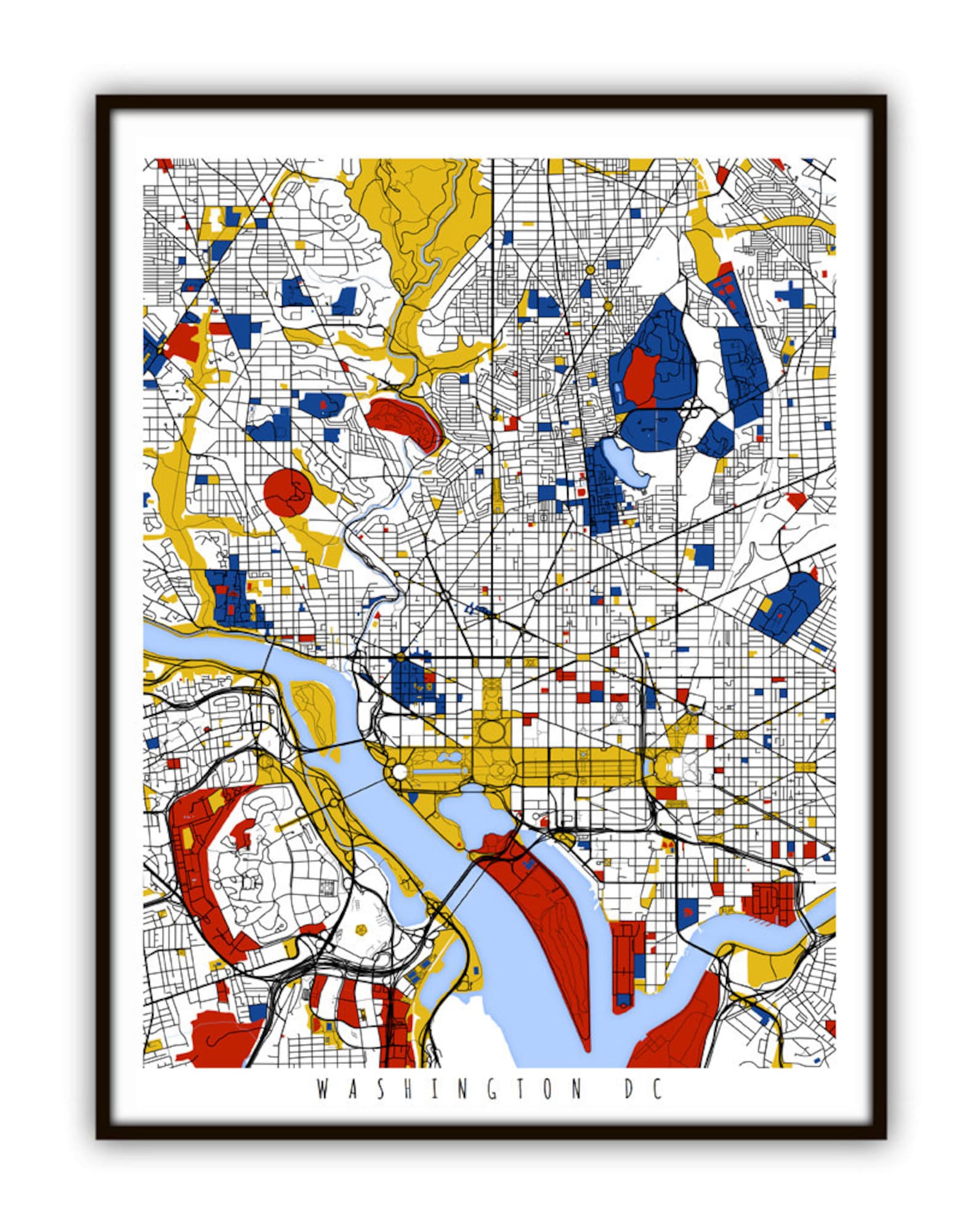 Washington DC Map Art / Washington DC, USA Wall Art / Print / Poster ...