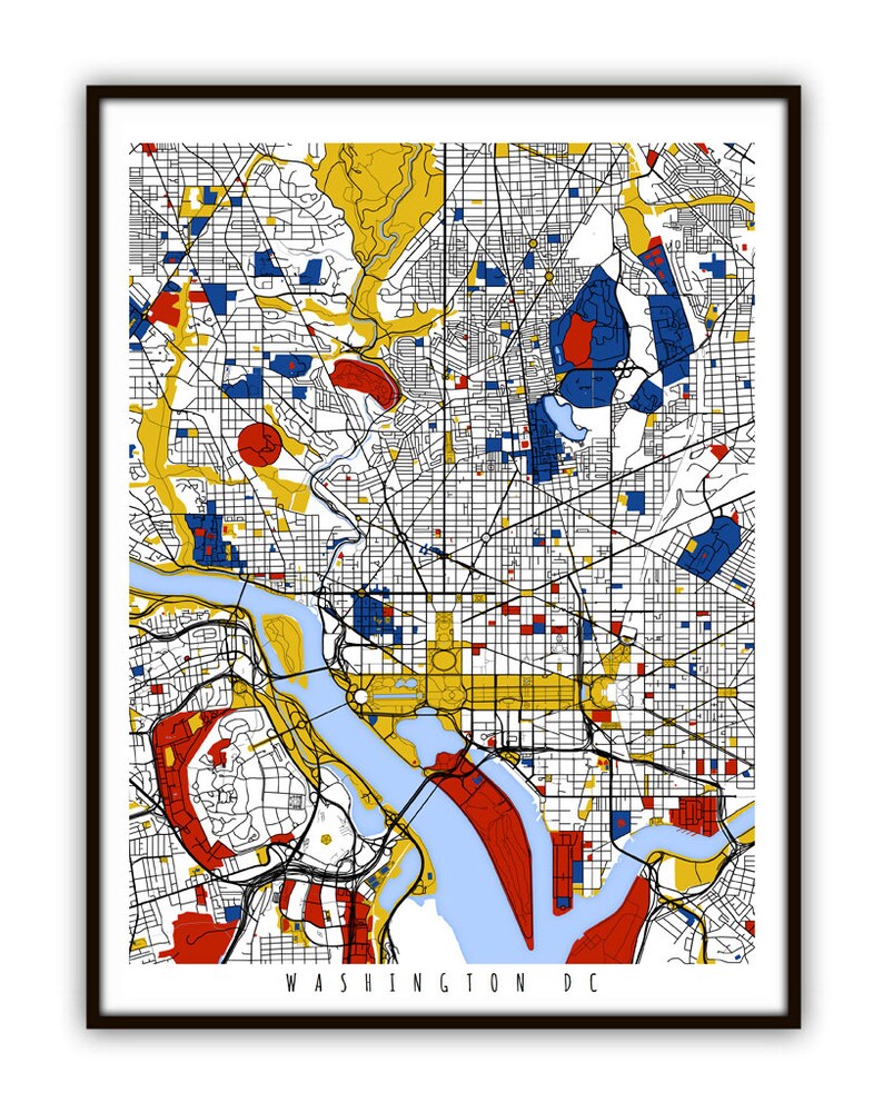 Washington DC Map Art / Washington DC, USA Wall Art / Print / Poster ...