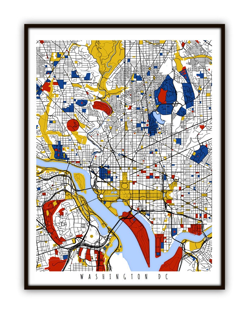 Washington DC Map Art / Washington DC, USA Wall Art / Print / Poster ...