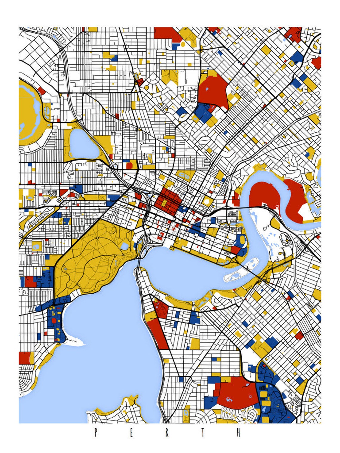 Perth Map Art / Perth, Australia Wall Art / Print / Poster / Modern ...