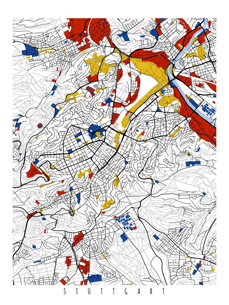 Stuttgart Map Art / Stuttgart, Germany Wall Art / Print / Poster ...