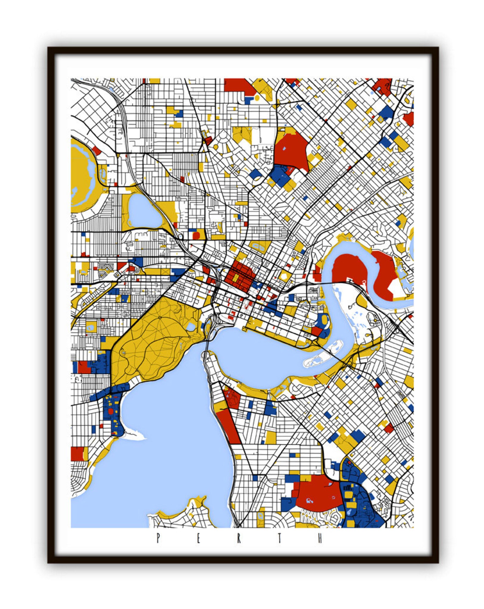 Perth Map Art / Perth, Australia Wall Art / Print / Poster / Modern ...