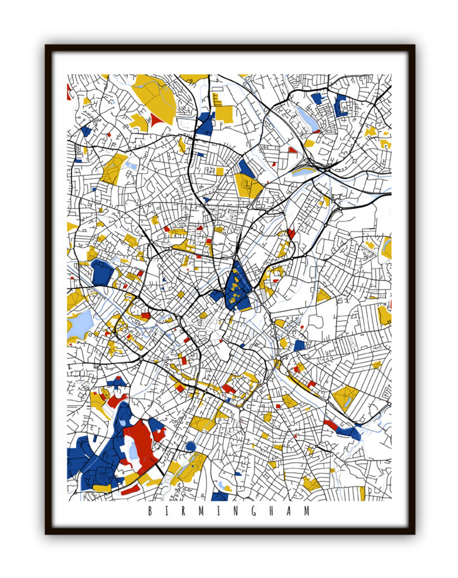 Birmingham Map Art / Birmingham, UK Wall Art / Print / Poster / Modern ...