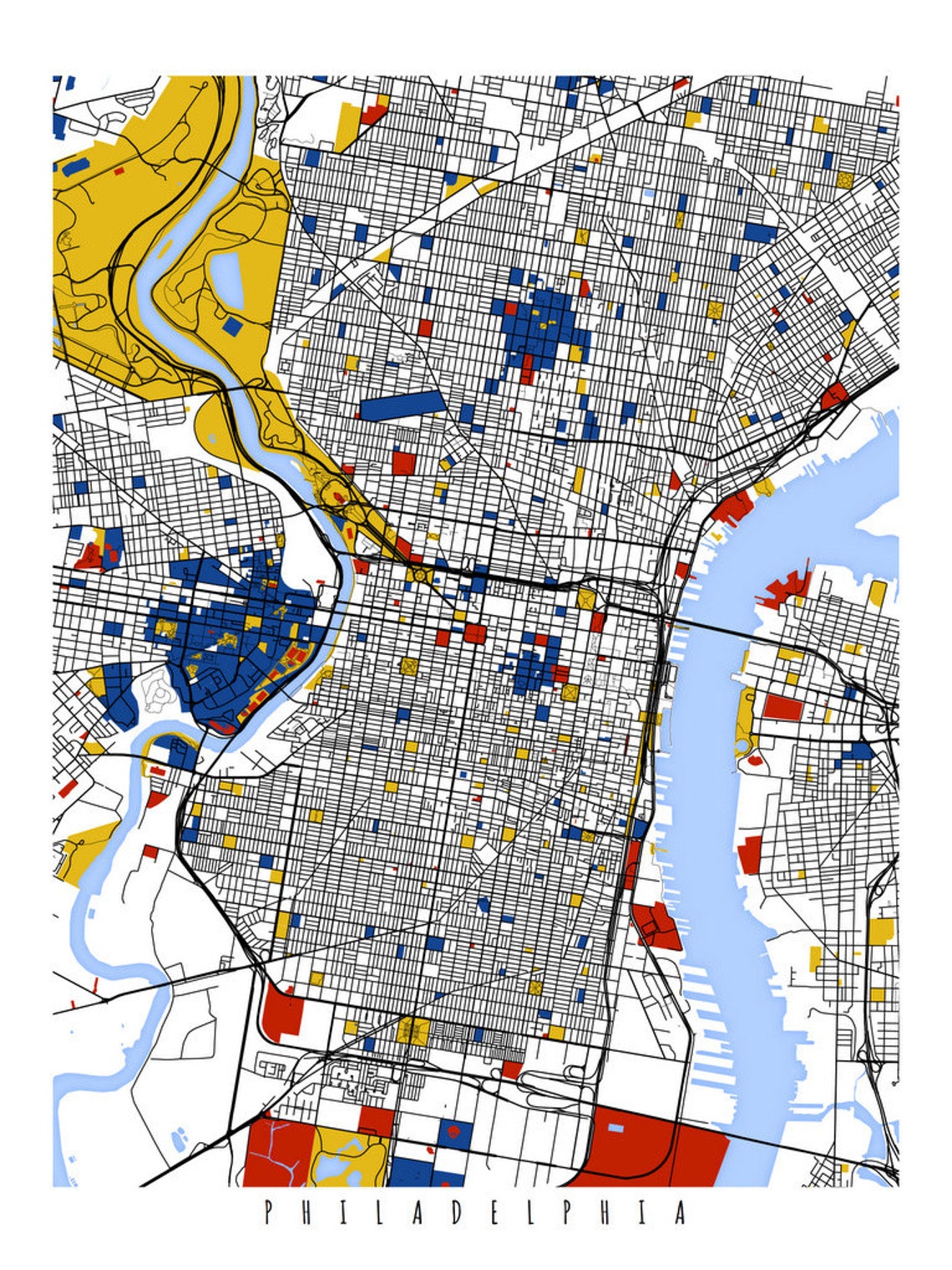 Philadelphia Map Art / Philadelphia, Wall Decor / Print / Poster ...