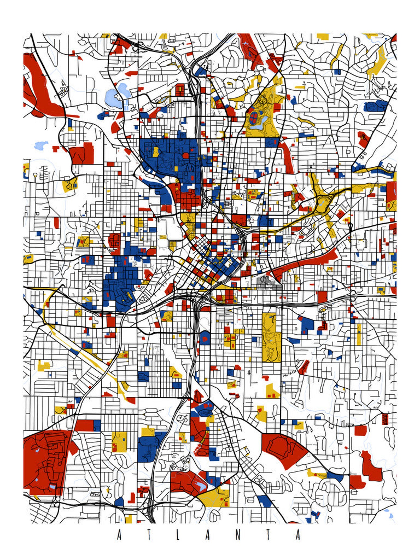 Atlanta Map Art / Atlanta, Georgia Wall Art / Print / Poster / Modern ...