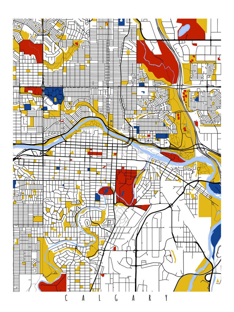 Calgary Map Art / Calgary Canada Wall Art / Print / Poster / - Etsy