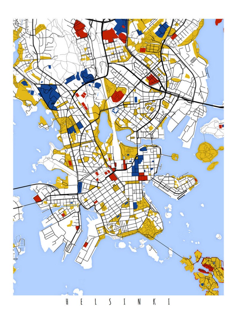 Helsinki Map Art / Helsinki, Finland Wall Art / Print / Poster / Modern ...