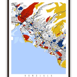 Honolulu Map Art / Honolulu Hawaii Wall Art / Print / Poster - Etsy