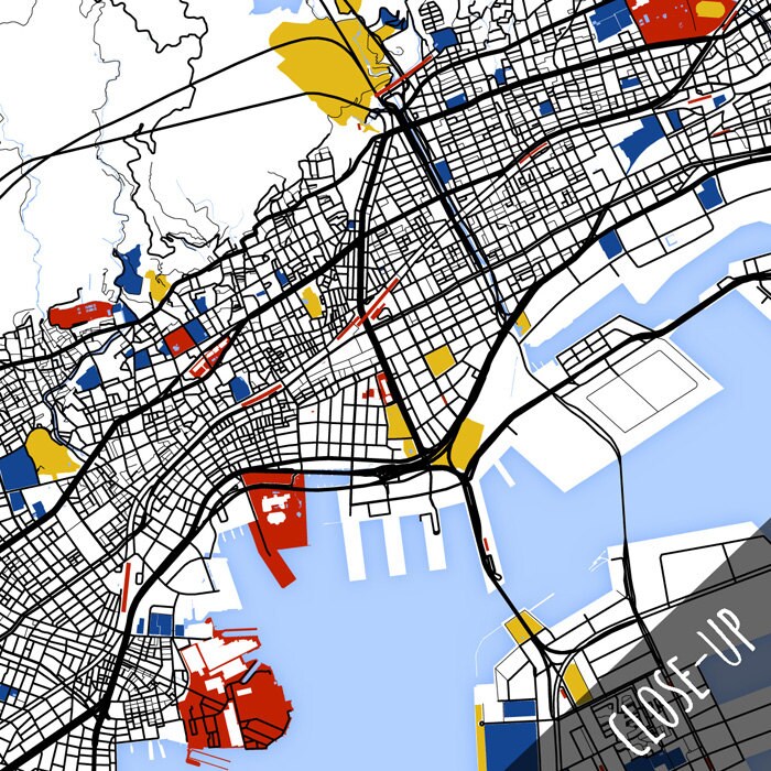 Kobe Map Art / Kobe, Japan Wall Art / Print / Poster / Modern Home and ...