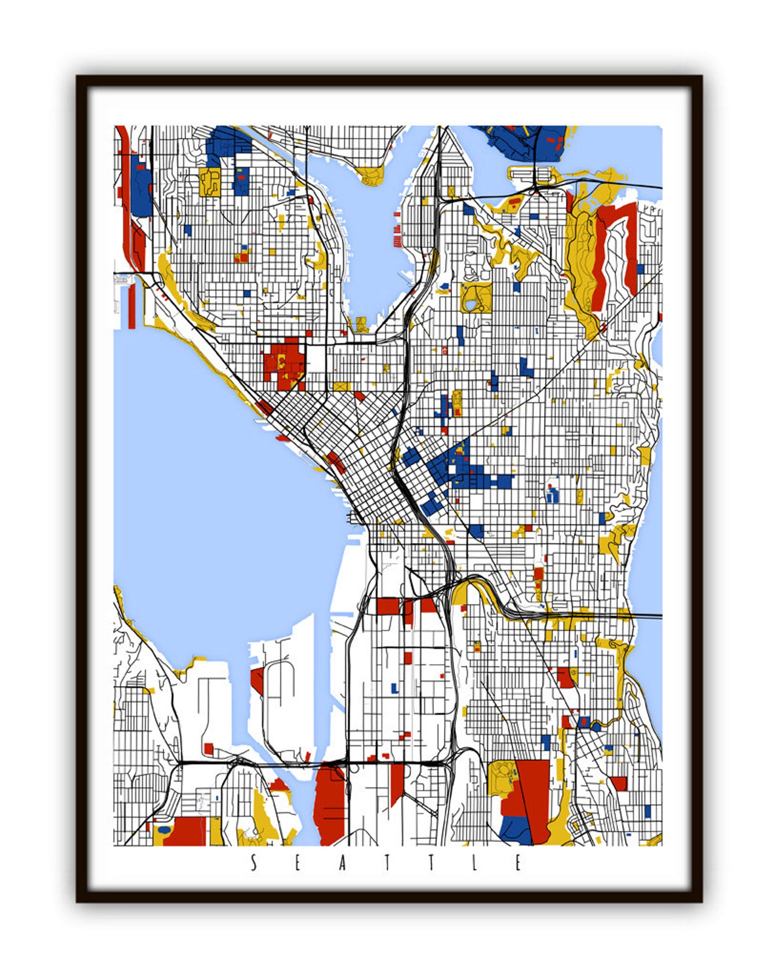 Seattle Map Art / Seattle Wall Art / Print / Poster / Modern Home Decor ...