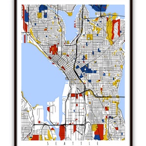 Seattle Map Art / Seattle Wall Art / Print / Poster / Modern Home Decor ...
