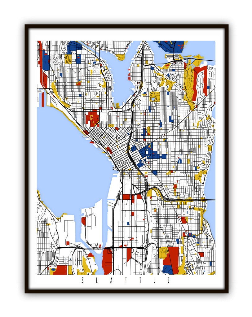 Seattle Map Art / Seattle Wall Art / Print / Poster / Modern Home Decor ...