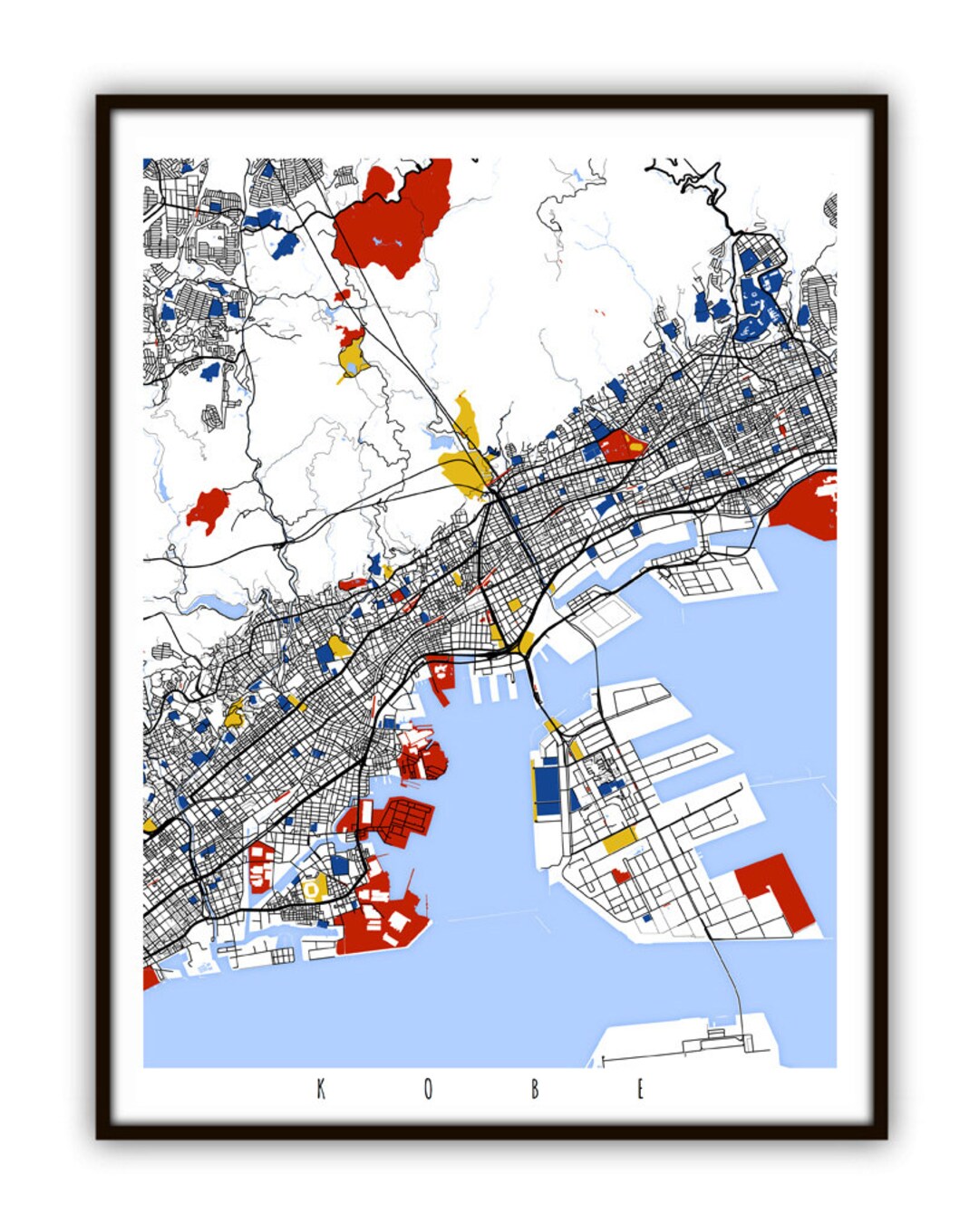 Kobe Map Art / Kobe, Japan Wall Art / Print / Poster / Modern Home and ...