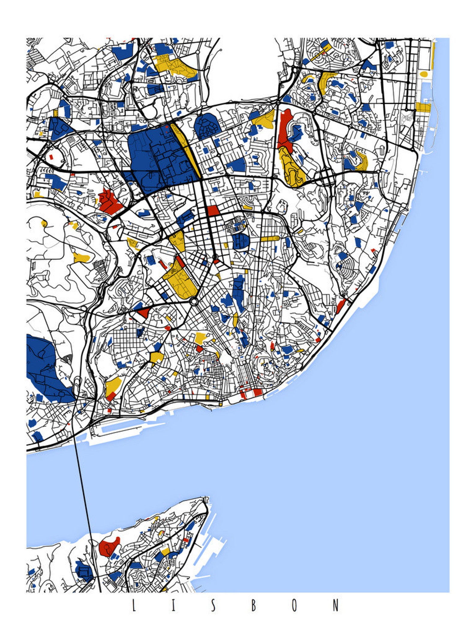 Lisbon Map Art / Lisbon, Portugal Wall Art / Print / Poster / Modern ...