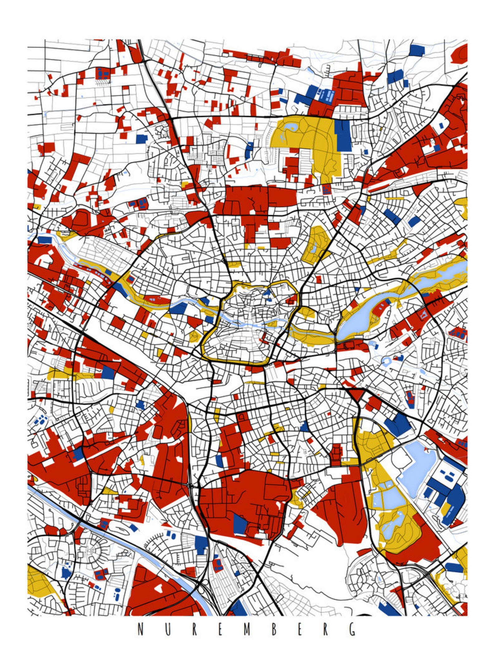 Nuremberg Map Art / Nuremberg, Germany Wall Art / Print / Poster ...