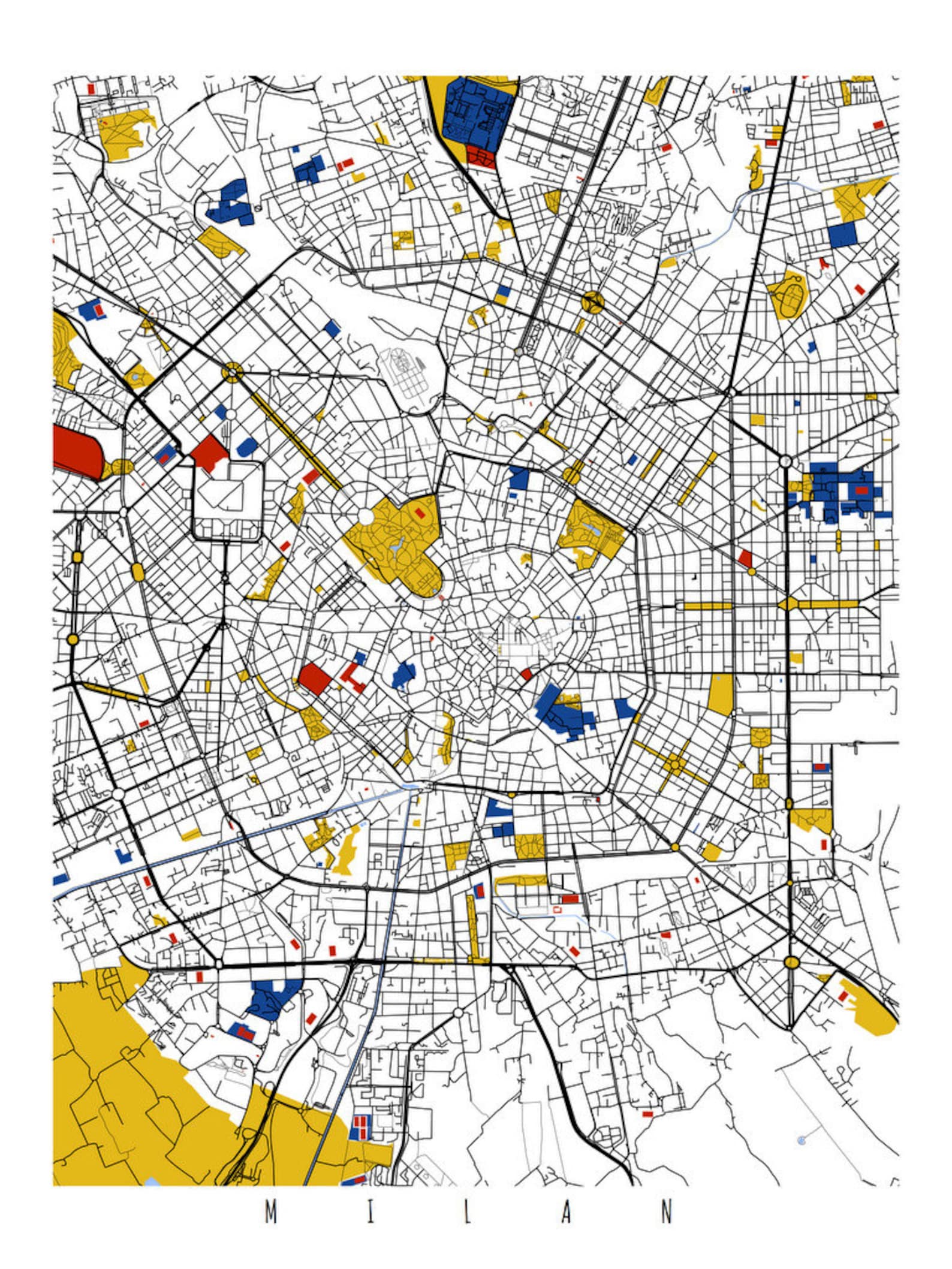 Milan Map Art / Milan, Italy Wall Art / Print / Poster / Modern ...