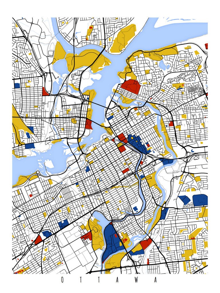 Ottawa Map Art / Ottawa, Canada Wall Art / Print / Poster / Modern Home ...