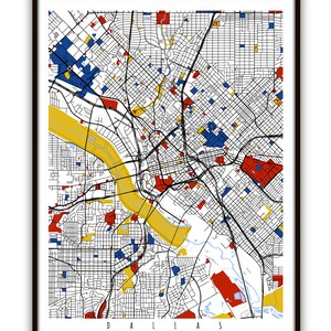 Dallas Map Art / Dallas, Texas Wall Art / Print / Poster / Modern Home ...