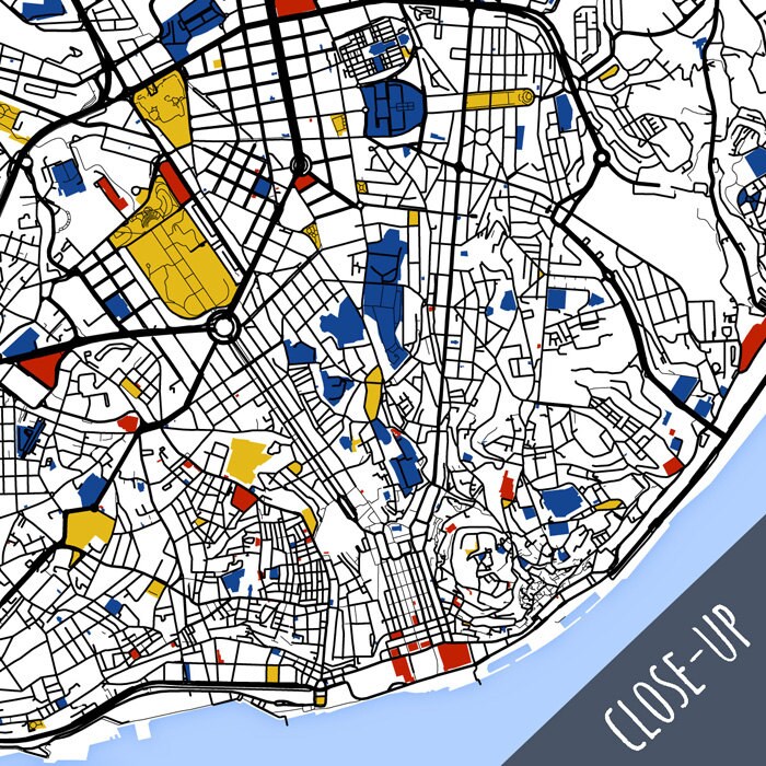Lisbon Map Art / Lisbon, Portugal Wall Art / Print / Poster / Modern ...