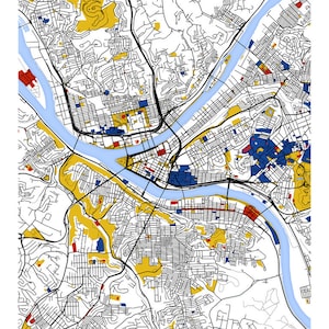 Pittsburgh Map Art / Pittsburgh Wall Art / Print / Poster / Modern Home ...
