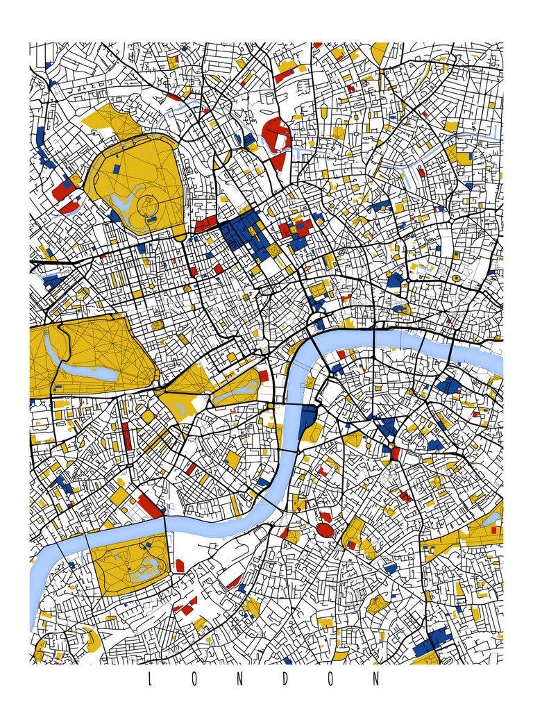 London Map Art / London, UK Wall Art / Print / Poster / Modern Home and ...