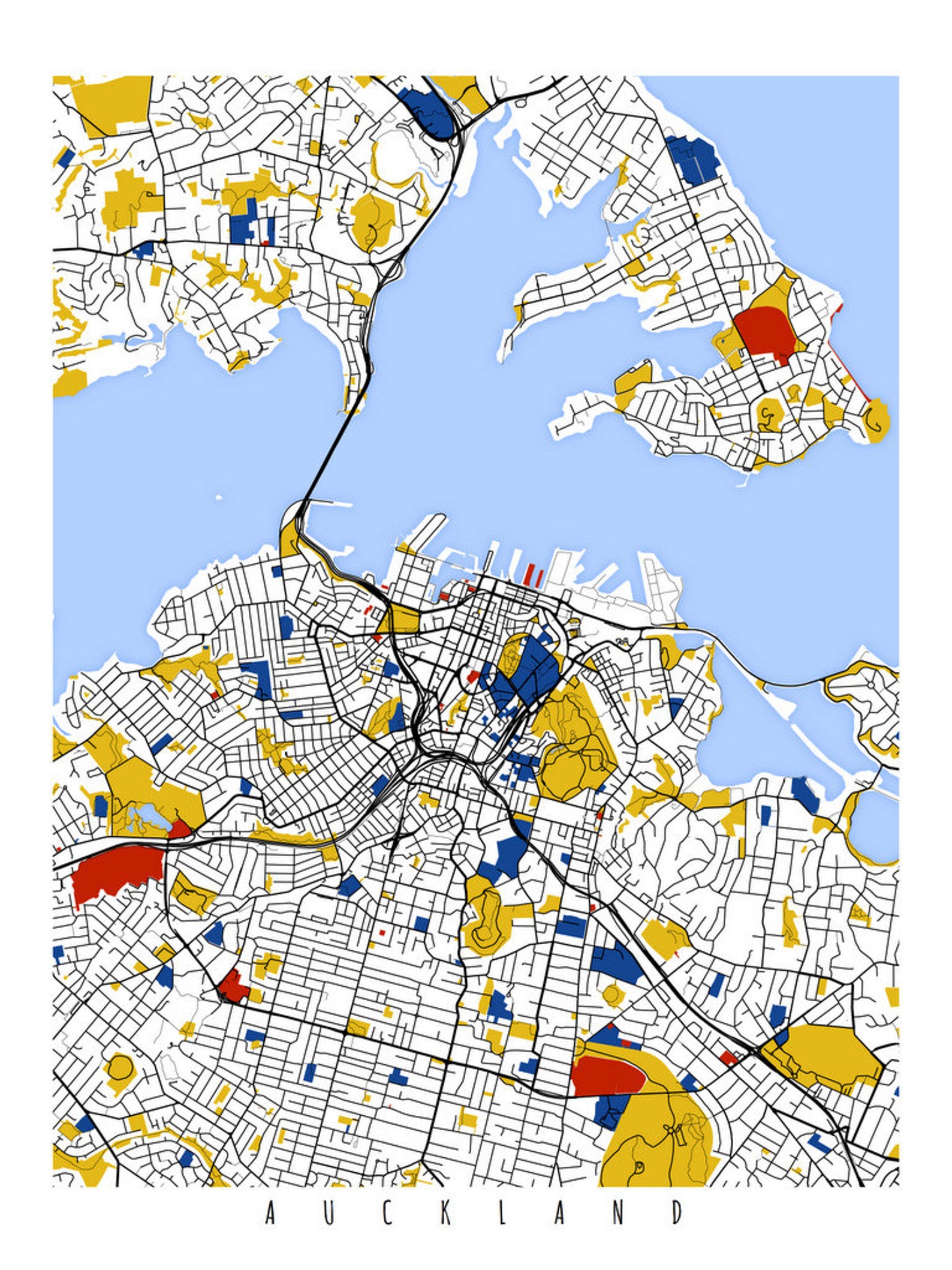 Auckland Map Art / Auckland, New Zealand Wall Art / Print / Poster ...
