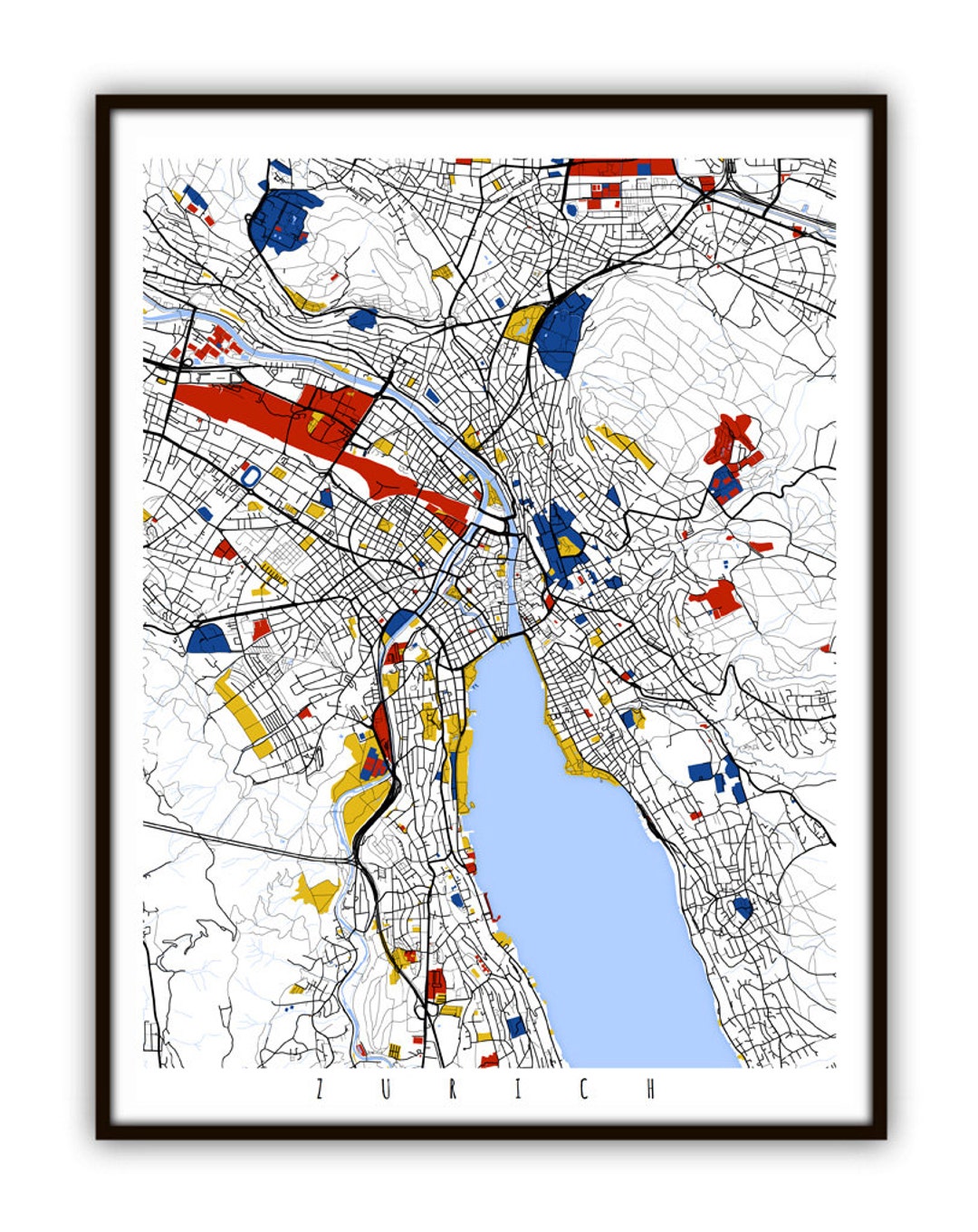 Zurich Map Art / Zurich, Switzerland Wall Art / Print / Poster / Modern ...