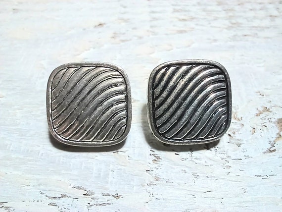 Vintage PD SIGNED Silver Squares with Black Enamel Wa… - Gem