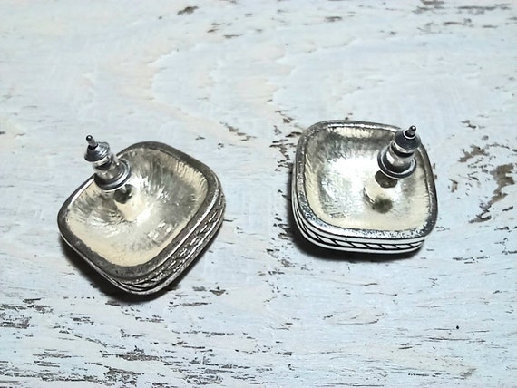 Vintage PD SIGNED Silver Squares with Black Enamel Wa… - Gem