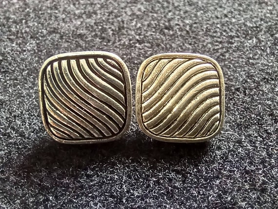 Vintage PD SIGNED Silver Squares with Black Enamel Wa… - Gem