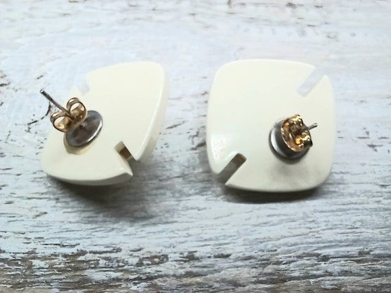 Vintage Acrylic Lucite White Square with Gold Accent … - Gem