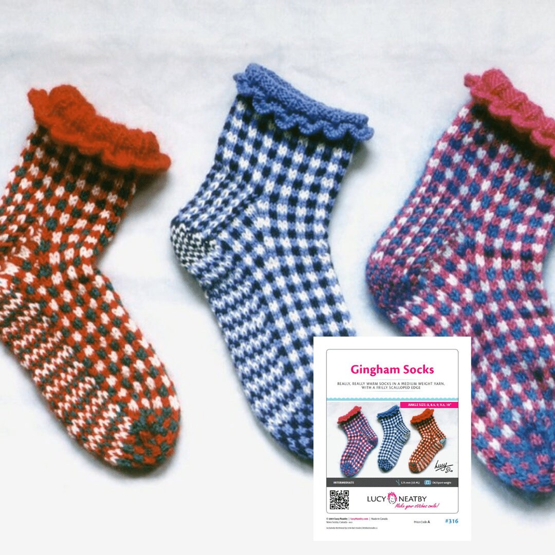 Gingham Socks by Lucy Neatby | Digital Pattern - Etsy
