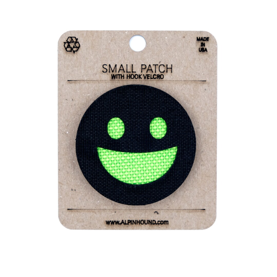 Small Black and Neon Green Square Smiley Face Tactical Patch - Etsy
