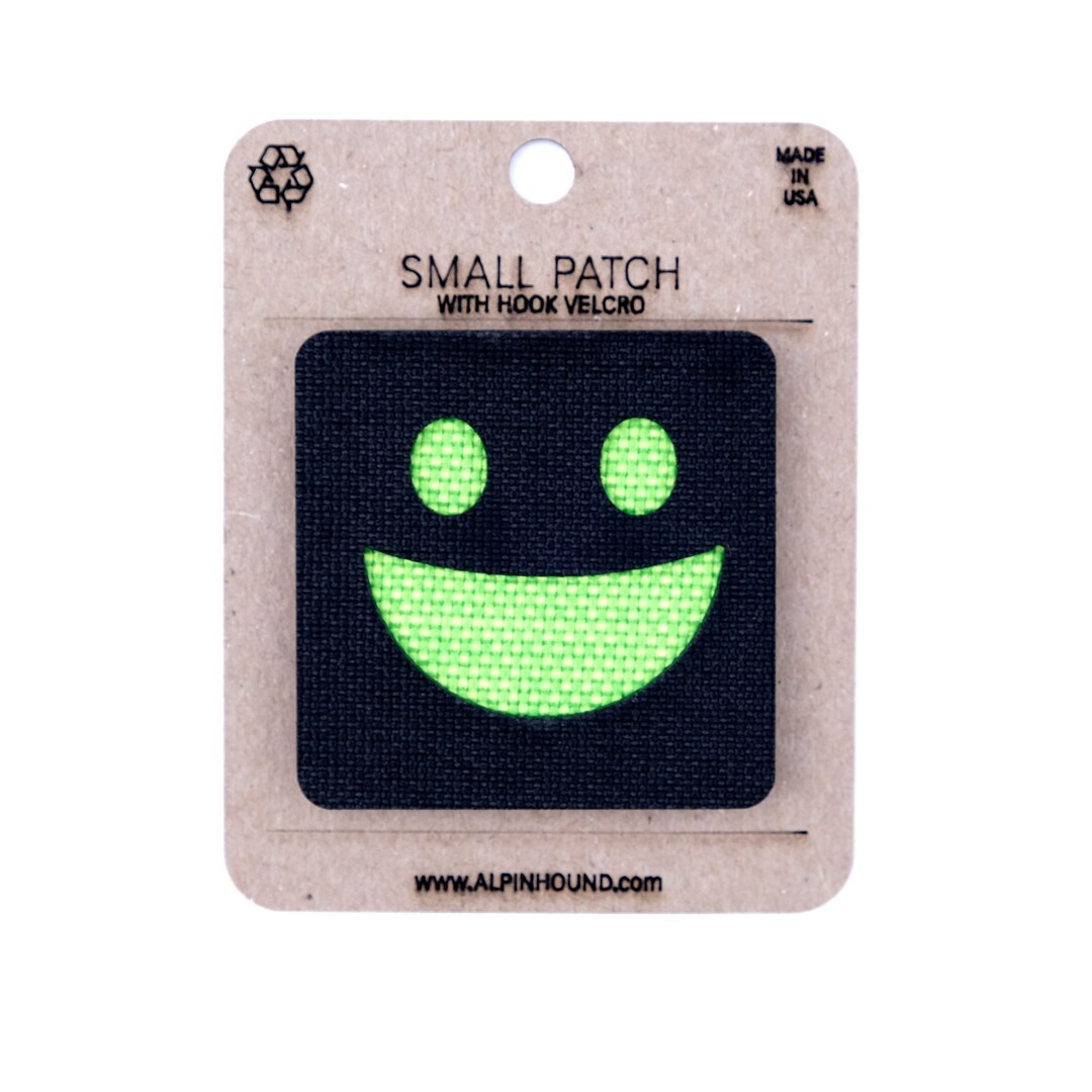 Small Black and Neon Green Square Smiley Face Tactical Patch - Etsy