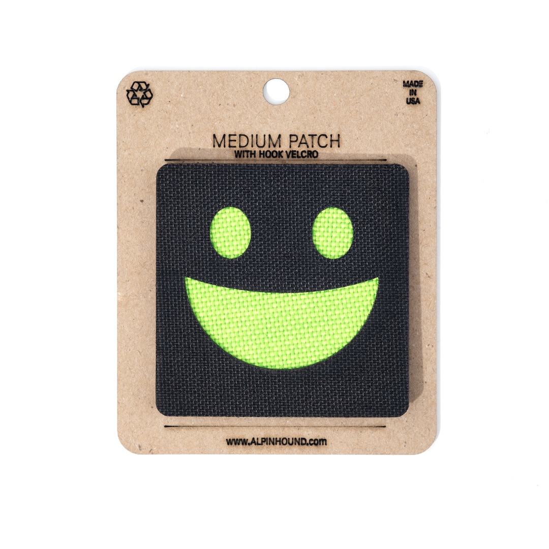 Smiley Face Tactical Patch Medium Black and Neon Green Square - Etsy
