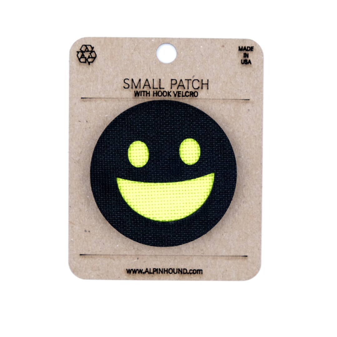 Small Black and Neon Yellow Smiley Face Tactical Patch - Etsy