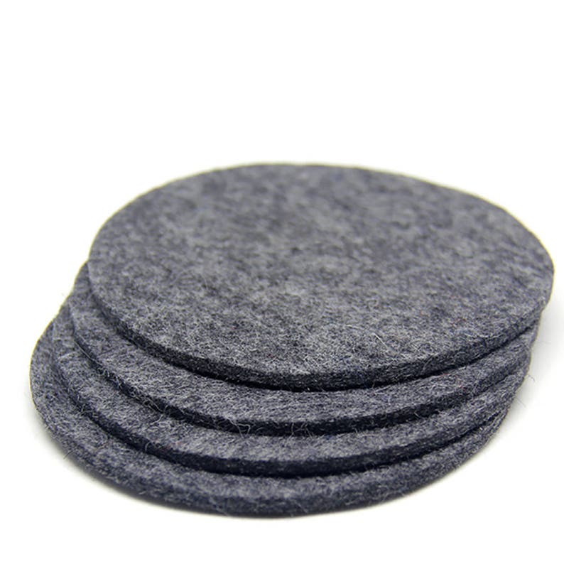 Round Merino Wool Felt Coaster Set Charcoal Gray 5MM Thick | Etsy