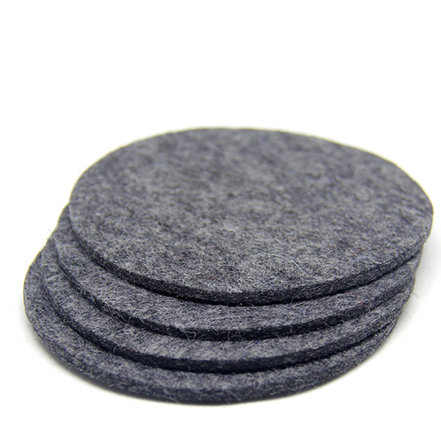 Round Merino Wool Felt Coaster Set Charcoal Gray 5MM Thick | Etsy
