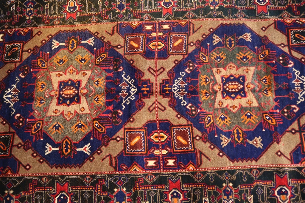 Vintage Caucasian Pattern Handmade Tribal Rug | Etsy