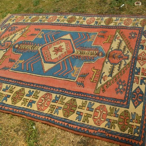 FREE SHIPPING 6 X 8.5 Ft Stunning Caucasian Kazak Pattern Central Asian ...