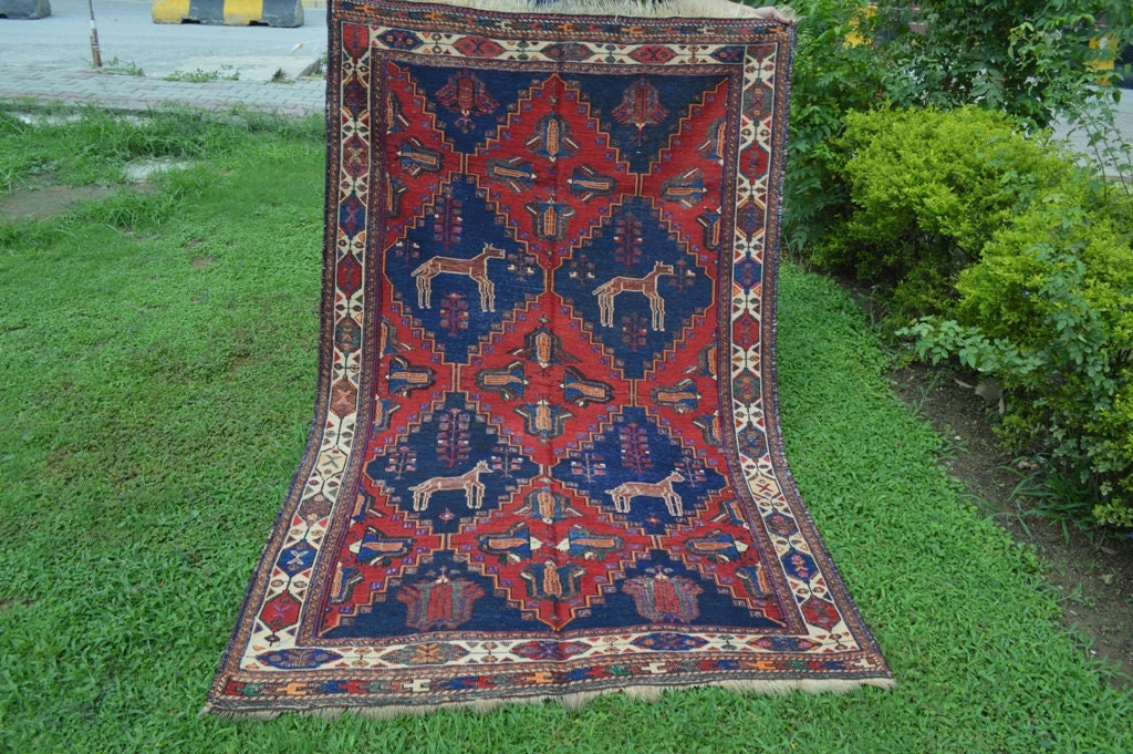7.6 X 4.7 FT Antique Caucasian Pictorial Pattern Rug MID - Etsy