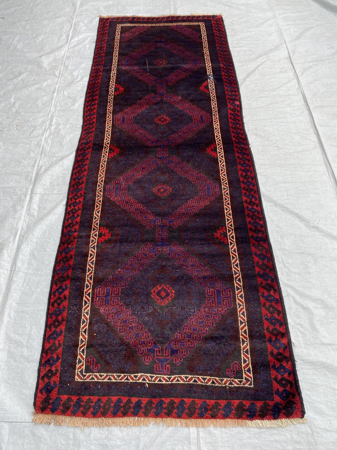4 X 11 Ft Vintage Zanjir Gul Pattern Tribal Baluch Hallway Runner - Etsy