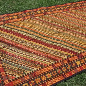 Vintage Zigzag Pattern Turkish Soumak Rug - Etsy