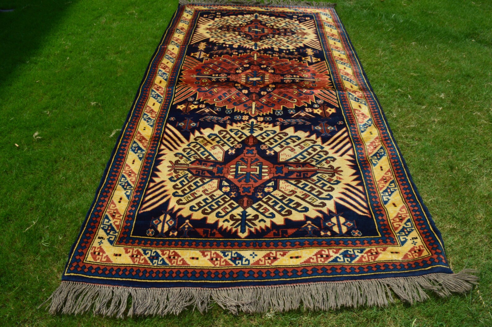 Vintage Caucasian Pattern Tribal Area Rug - Etsy