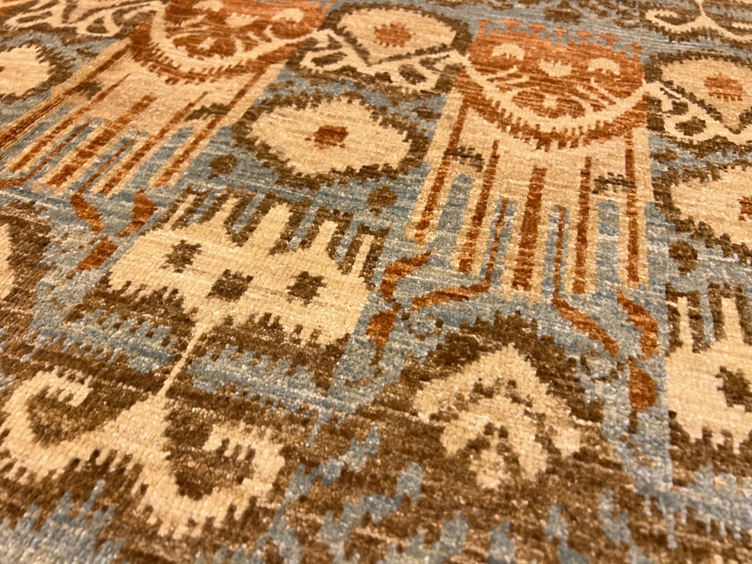 5 X 6.6 Ft Gorgeous Ikat Pattern Natural Dye Soft Wool Washable Rug ...