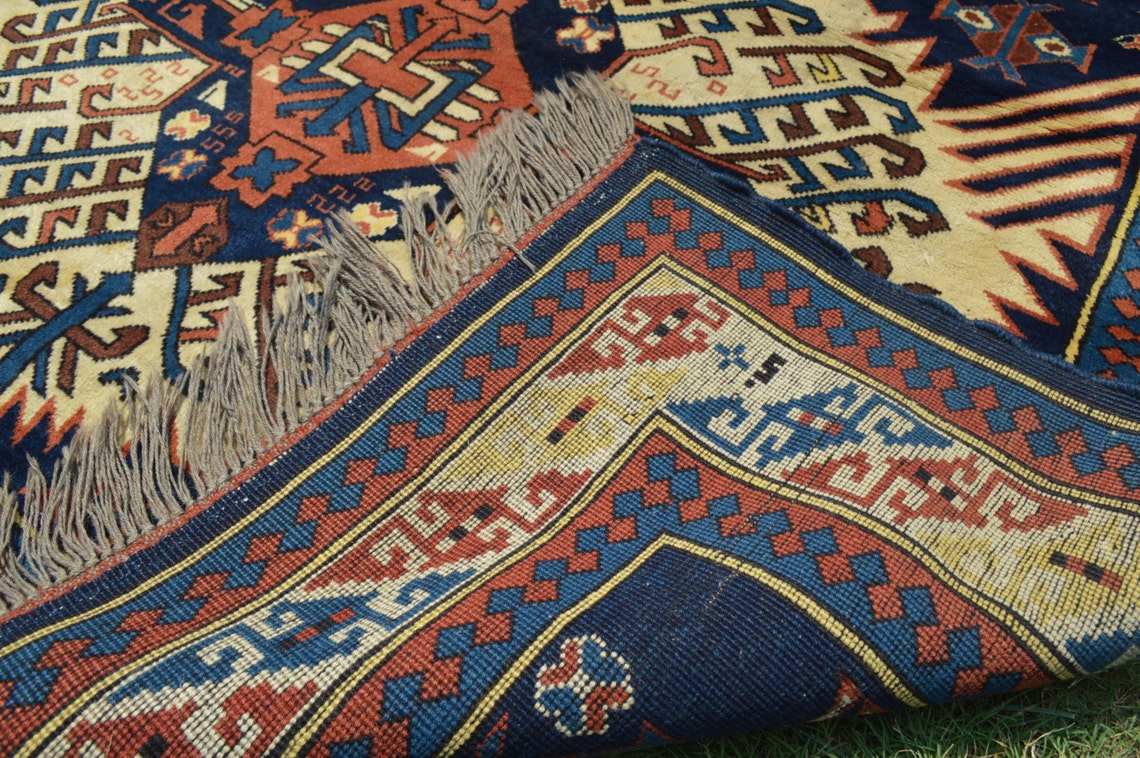 Vintage Caucasian Pattern Tribal Area Rug - Etsy